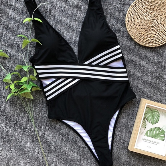 wander boutique | Swim | New Black Striped V Monokini Cheeky Swimsuit ...